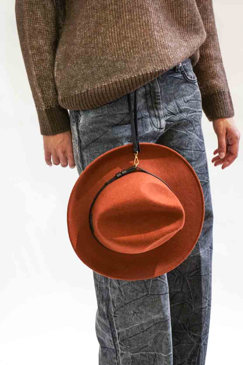 Fedora merino con cinturino e laccio pelle - Alberto Corallo